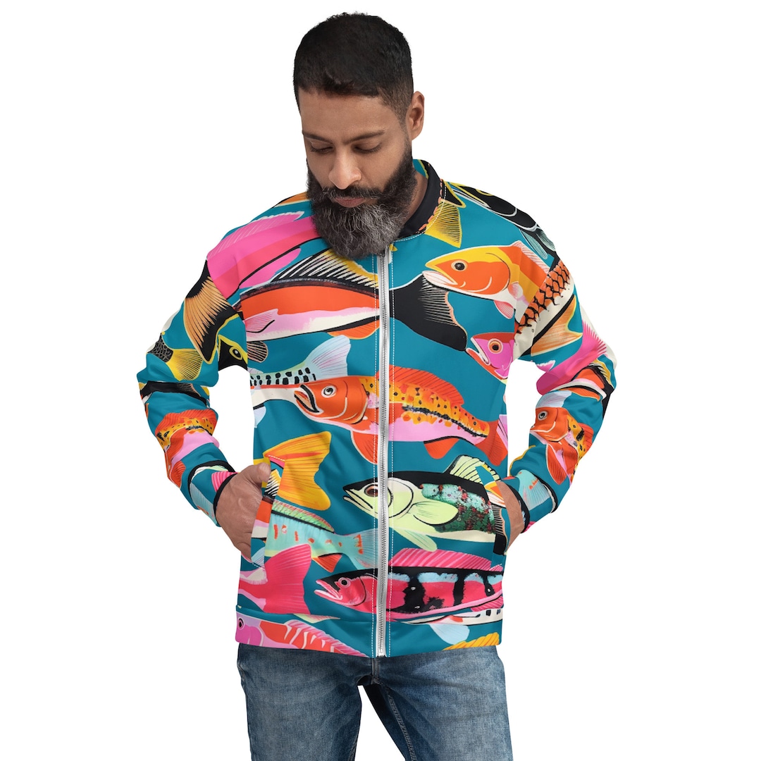 Colorful Fish Unisex Bomber Jacket Fish Jacket is Part of the Colorful ...