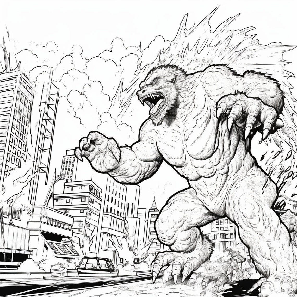 Godzilla Vs. King Kong Coloring Book for Adults and Kids. Hours of ...