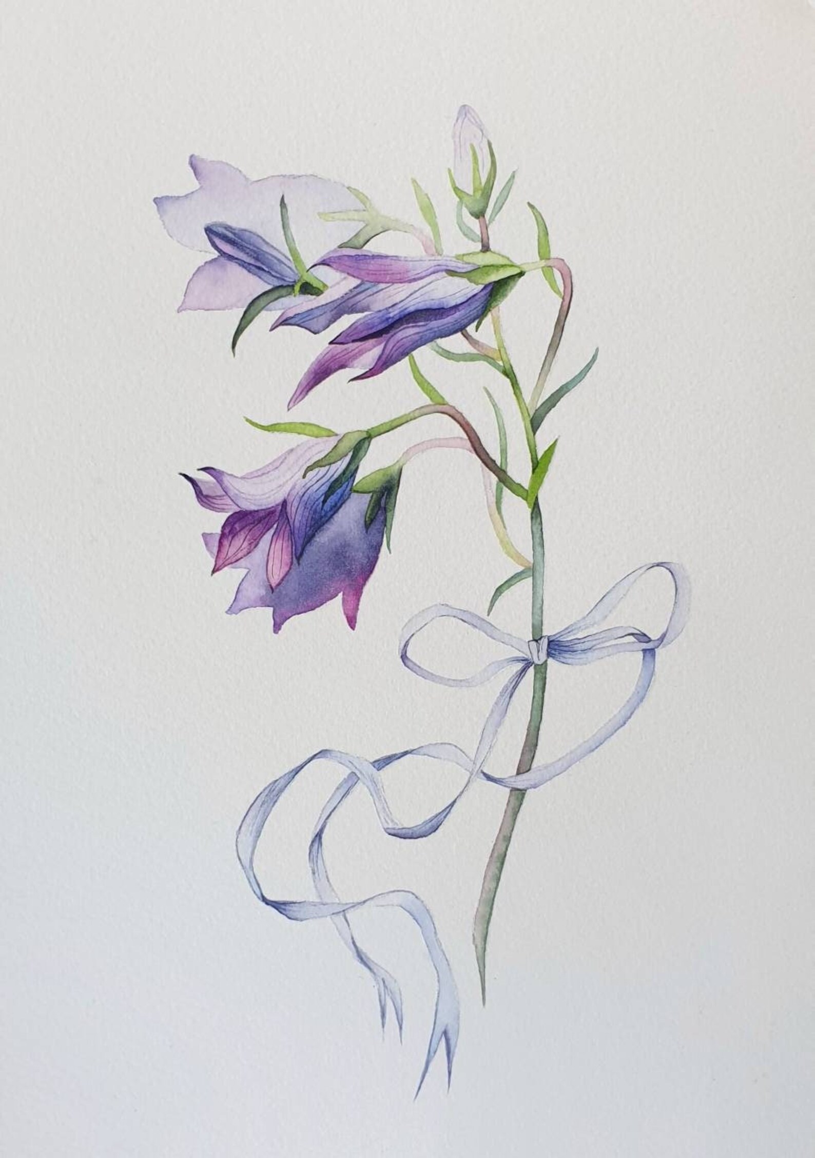 Bluebells Watercolor Painting ORIGINAL Artwork With Wild Flowers Bell ...