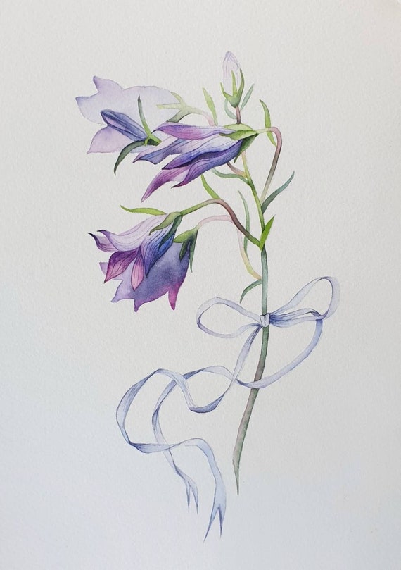 Bluebells Watercolor Painting ORIGINAL Artwork With Wild - Etsy