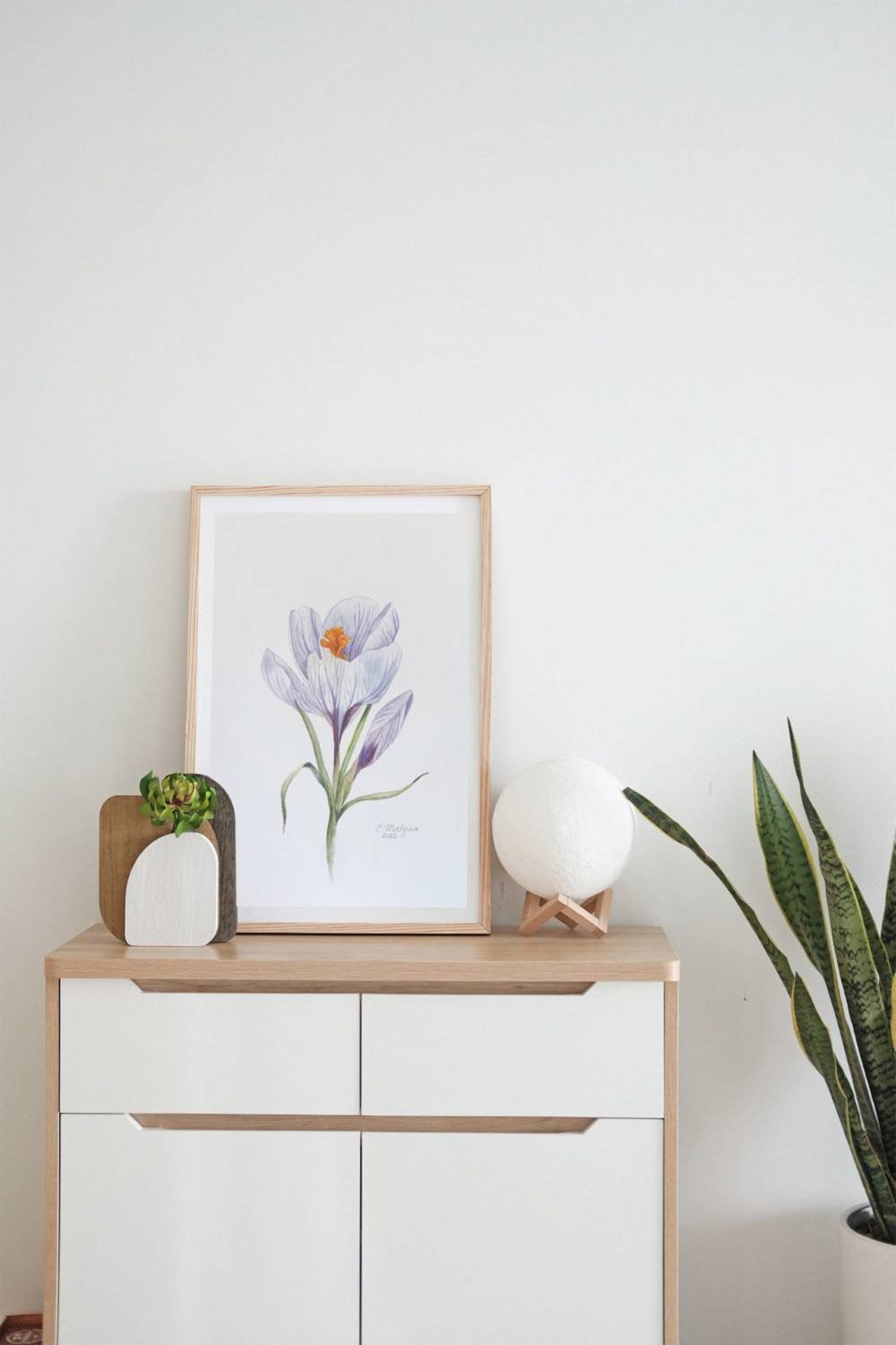 Crocus Watercolor ORIGINAL Artwork Minimalist Botanical Painting Floral ...