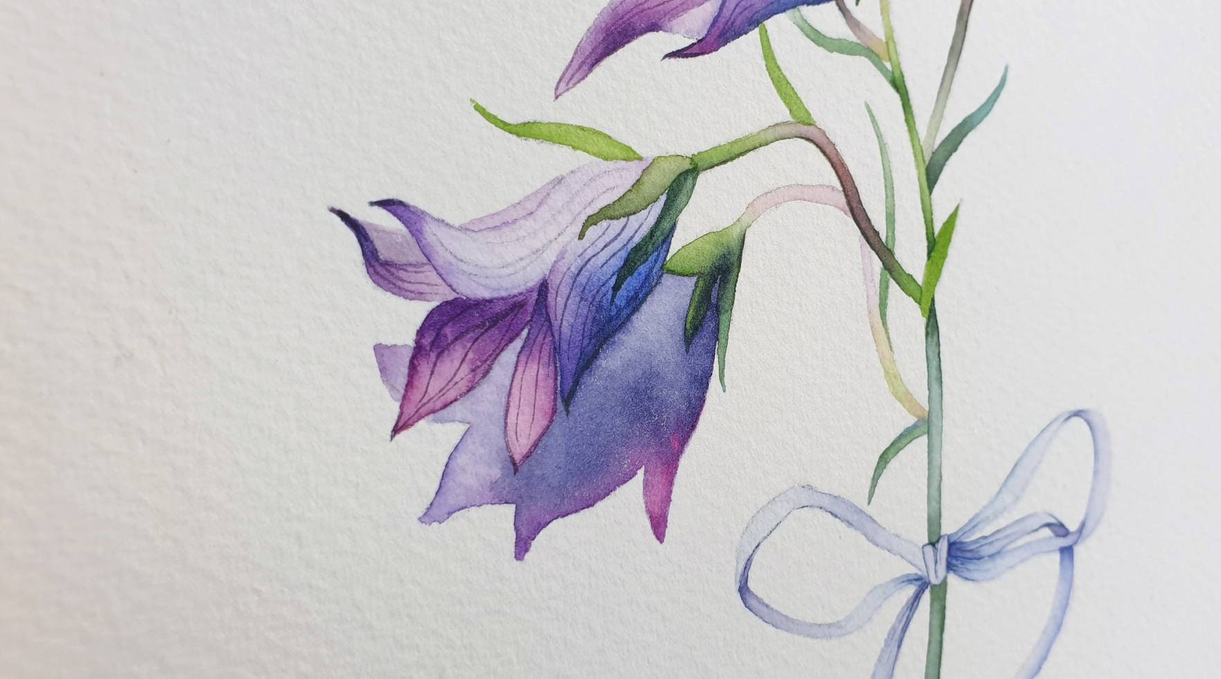 Bluebells Watercolor Painting ORIGINAL Artwork With Wild Flowers Bell ...