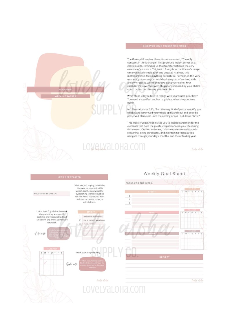 Christian Goal Planner Sheet for Women: Faith-based Journal (digital ...