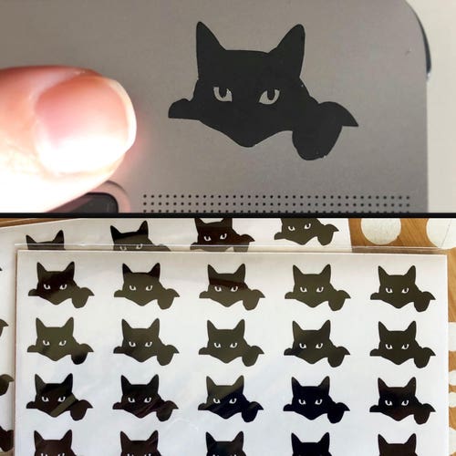 Paper Stickers kitty cat decal for cat owner lover gift Set of 11 cute ...