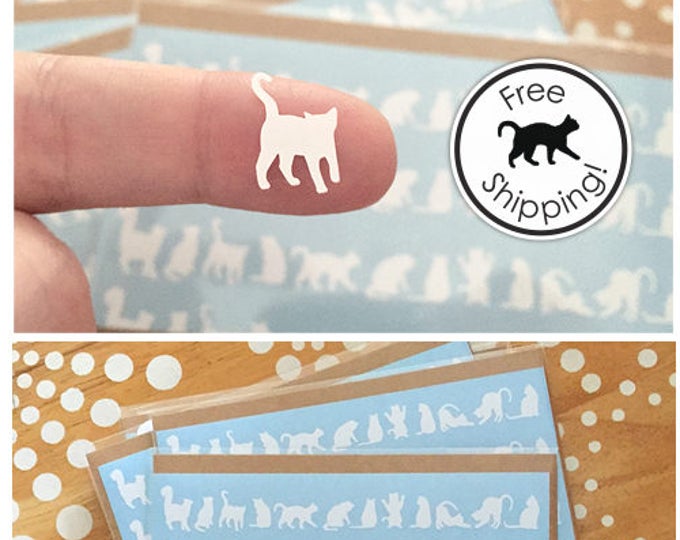Tiny White Cat Stickers Small Cat Silhouette Vinyl Decal - Etsy