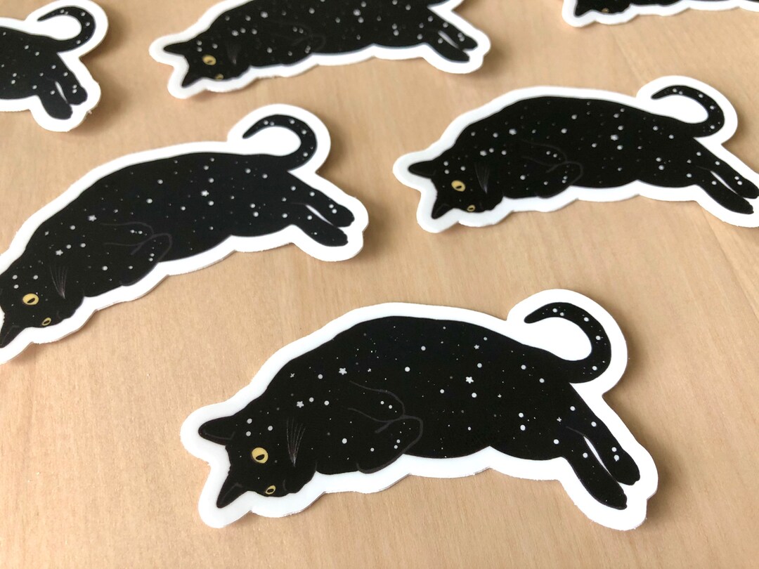 Galaxy Cat Sticker, Cat Decal, Cute Cat Sticker, Black Cat Sticker - Etsy
