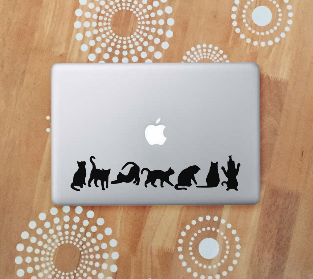 Black Cat Laptop Decal, Cat Car Decal, Black Cat Silhouette Decals, Cat ...