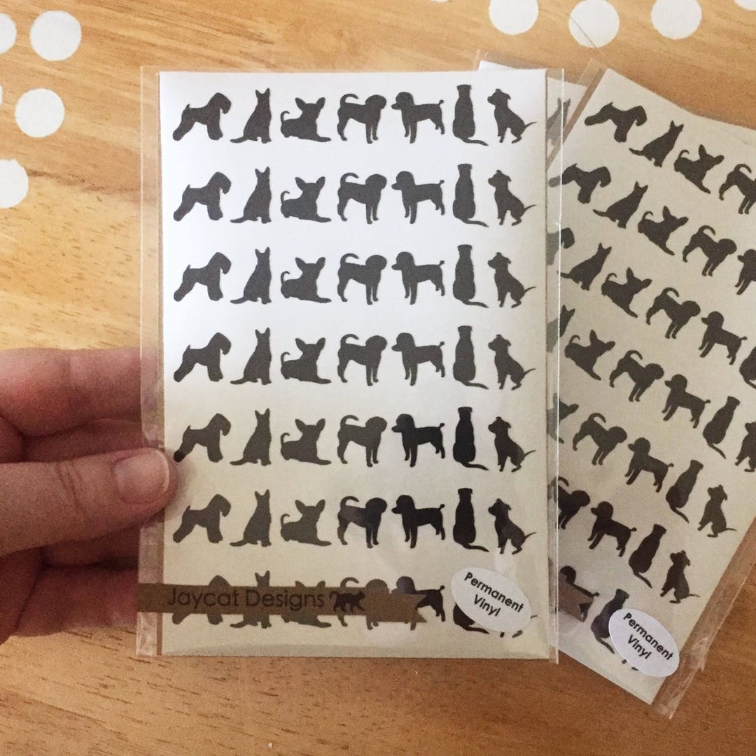 Tiny Dog Decals, Dog Laptop Decals, Small Black Dog Stickers, White Dog ...