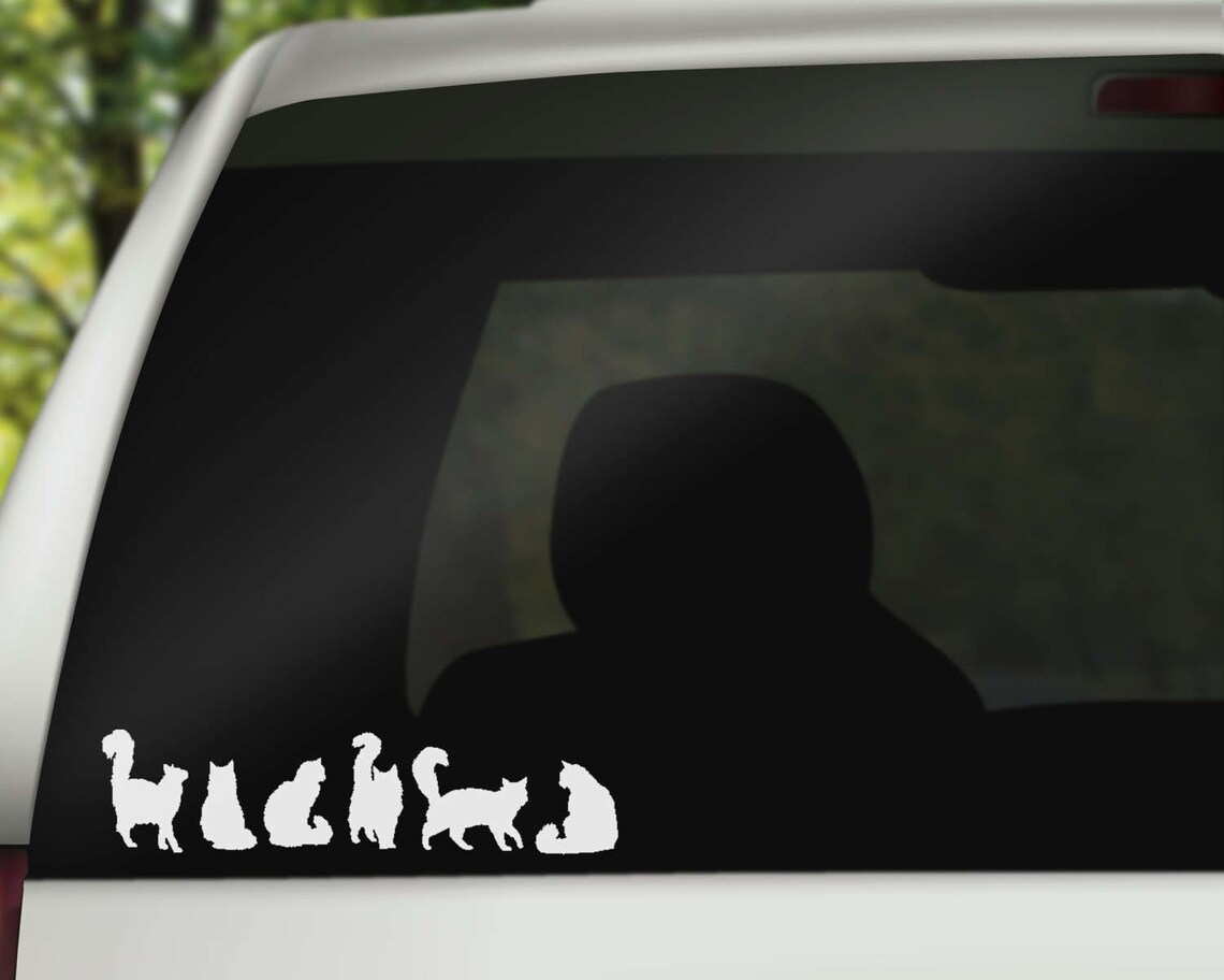 Fluffy Cat Car Decal White Cat Stickers Cat Silhouette Vinyl | Etsy