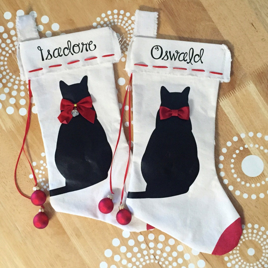 Black Cat Christmas Stocking, Personalized Pet Stocking - Etsy