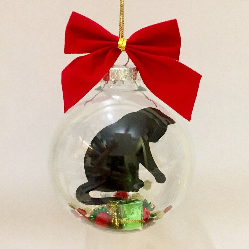 Cat Christmas Ornament Gray Cat Christmas Ornament Cat - Etsy