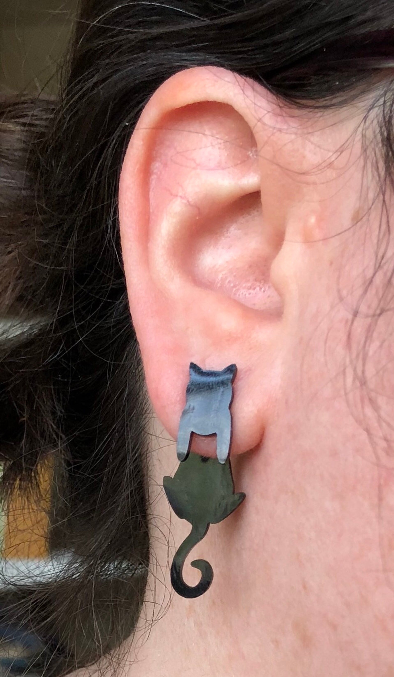 Dangle Cat Earrings, Black Cat Earrings, Cat Earring Jackets, Cat ...