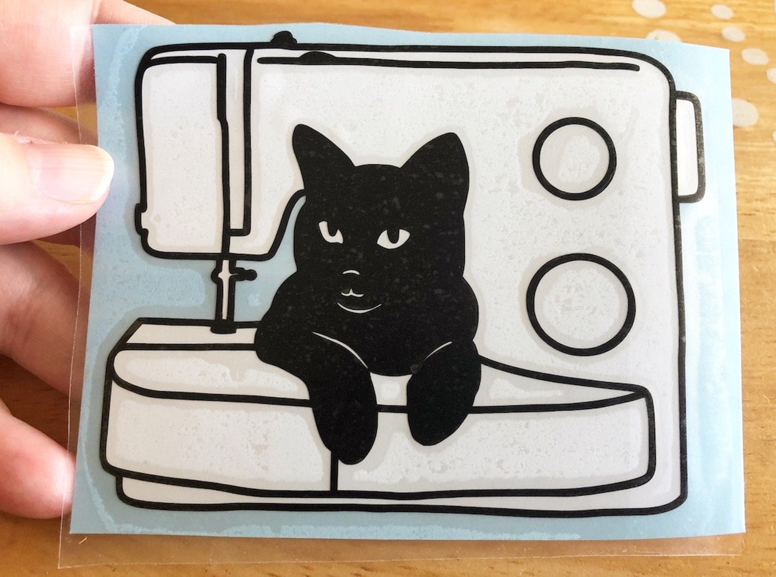 Cat and Sewing Machine Decal Cat Laptop Decal Black Cat | Etsy
