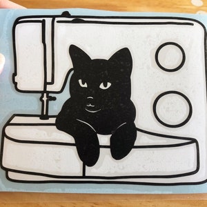 Cat and Sewing Machine Decal Cat Laptop Decal Black Cat | Etsy