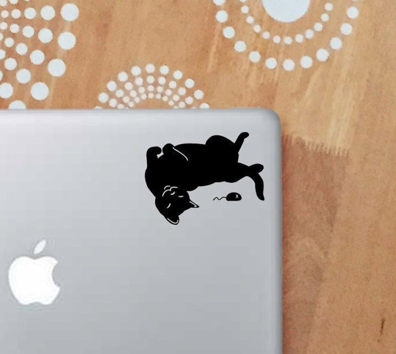 Cat Laptop Decal Black Cat Sticker Cat Silhouette Vinyl - Etsy