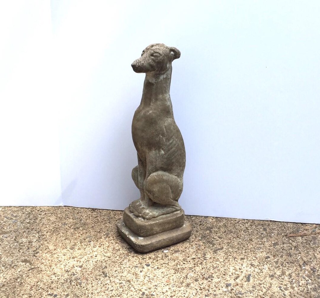 Whippet Dog Statue Concrete Stone 20 Inch Height Entryway Greyhound Dog ...