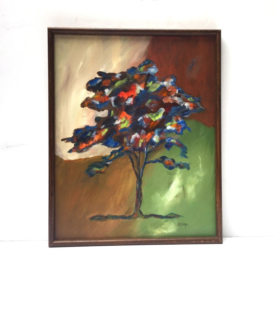 Vintage Original Tree Painting 16 X 20 Framed Acrylic on Canvas ...
