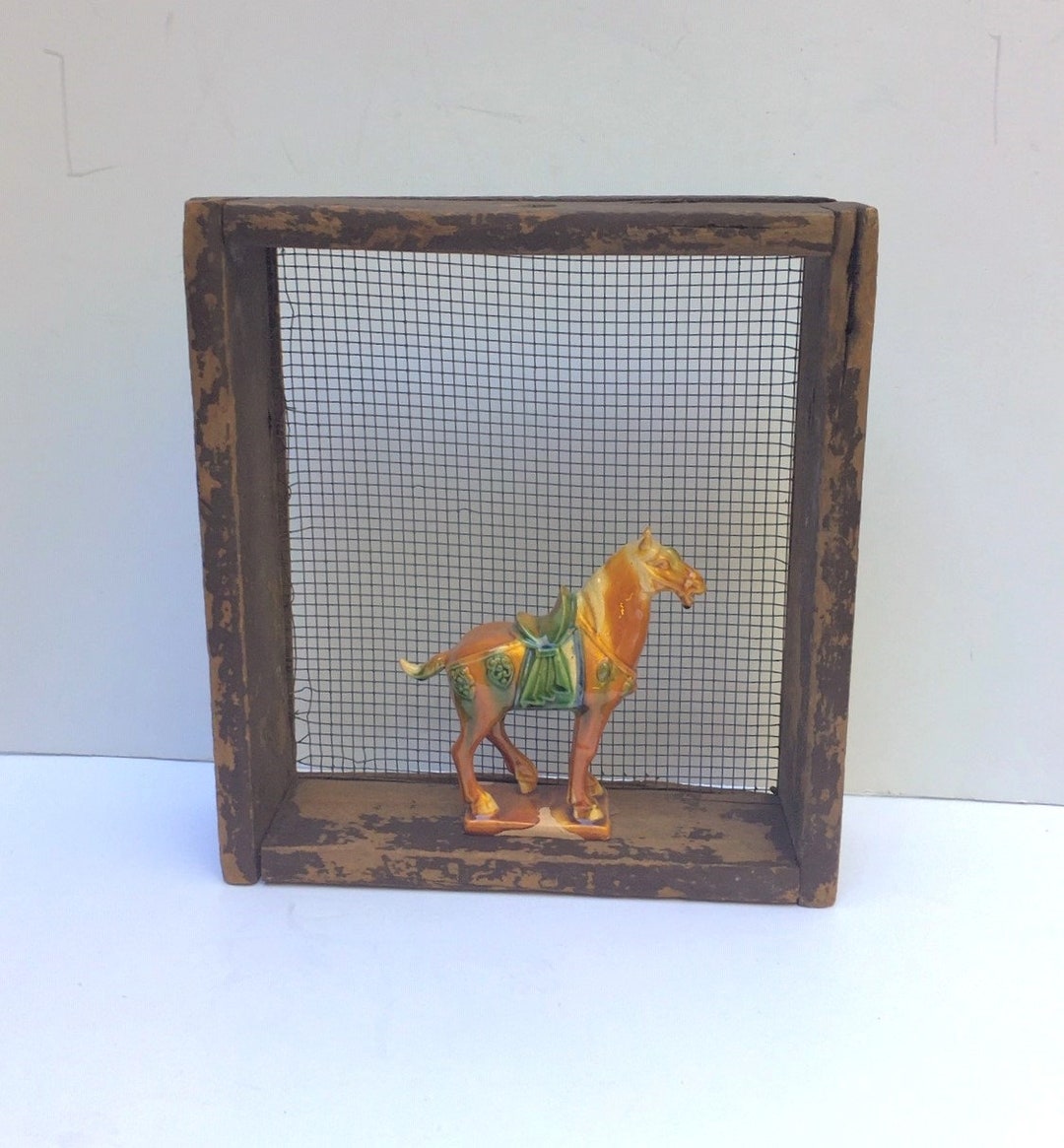 Vintage Wood Shelf Distressed Screen Wall Shelf Storage Reclaimed Gem ...