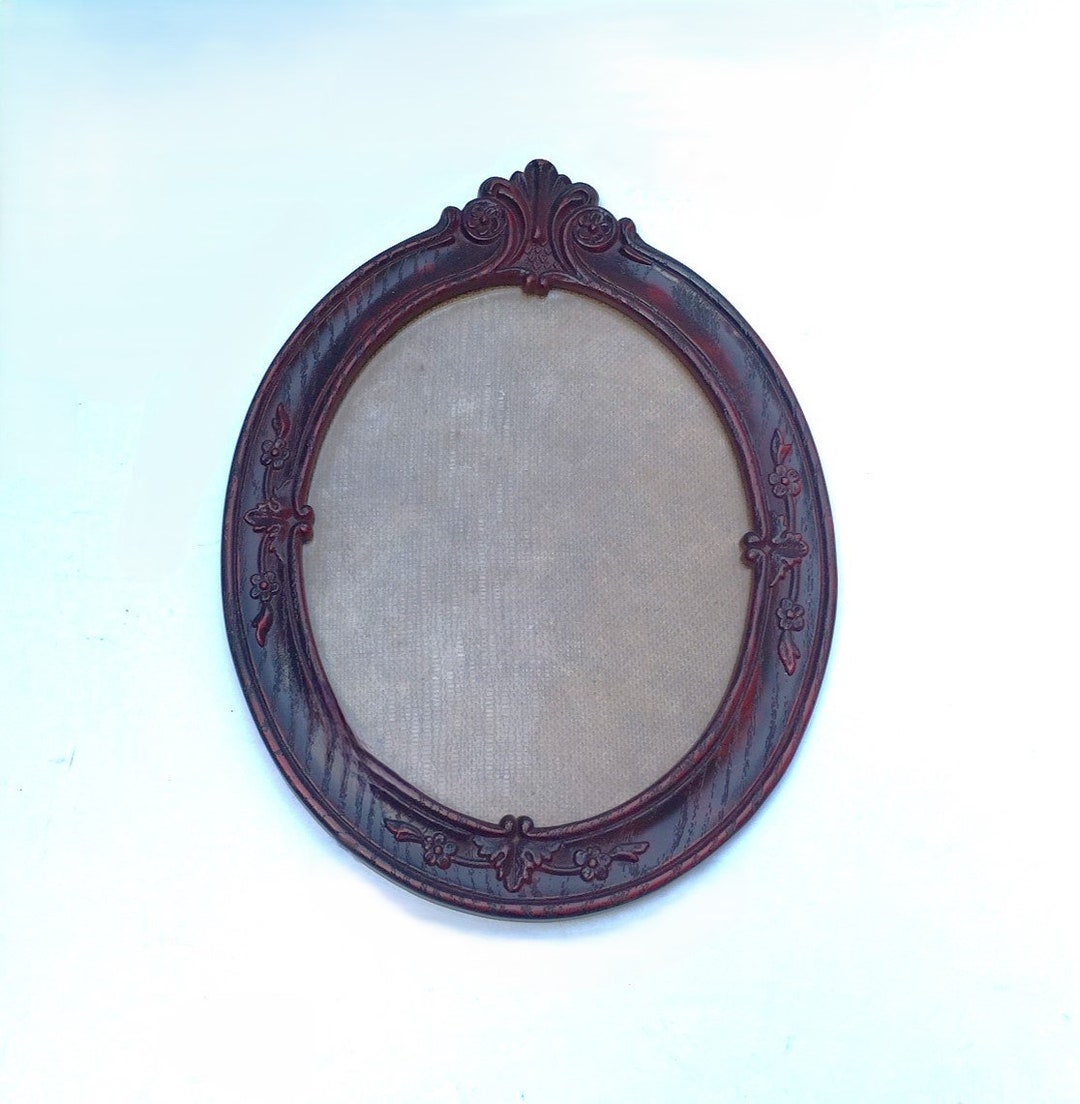 Vintage Oval Frame Deep Red Burgundy Ornate Design Plastic Resin ...