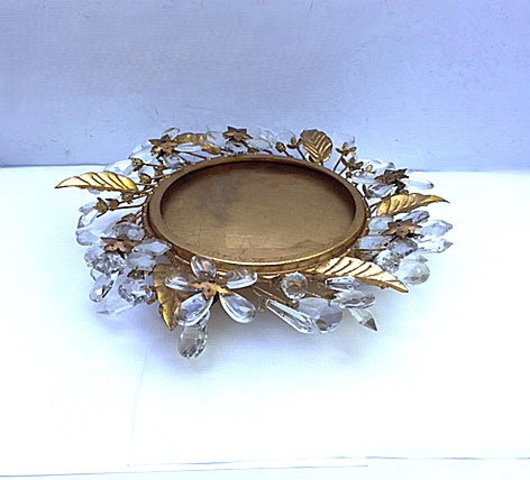 Vintage Glam Plant Stand Gold Leaves and Prism Stand Chinoiserie ...