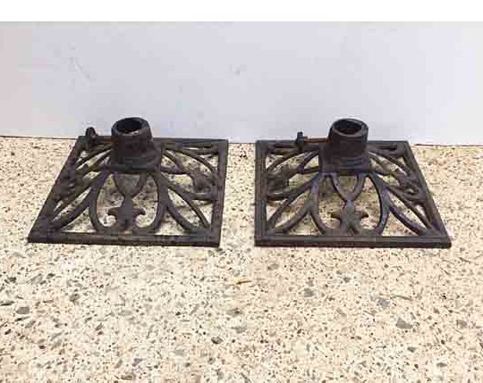 Vintage Iron Scroll Stand Table Base Heavy Metal Tree Stand Mid Century ...