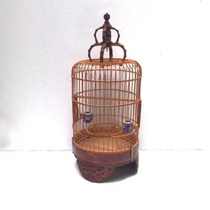 Vintage Chinese Bamboo Bird Cage Large Birdcage Asian Accent Birdcage ...