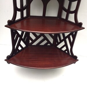 Vintage Tall 37 Inch H Carved Shelf Three Shelves Wooden Fretwork Asian ...