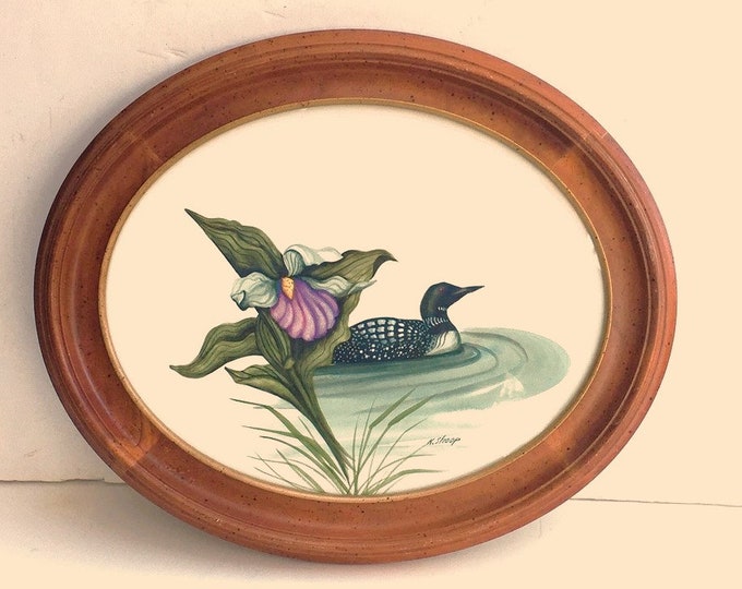 Vintage Oval Framed Loon Painting Kit Shoop Original Painting ...