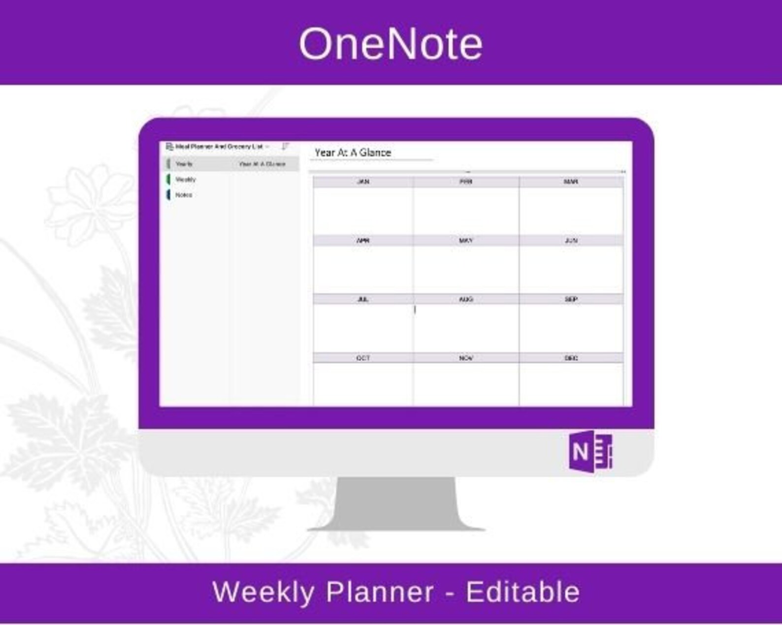 Weekly Meal Planner & Grocery List for Onenoteeditable - Etsy