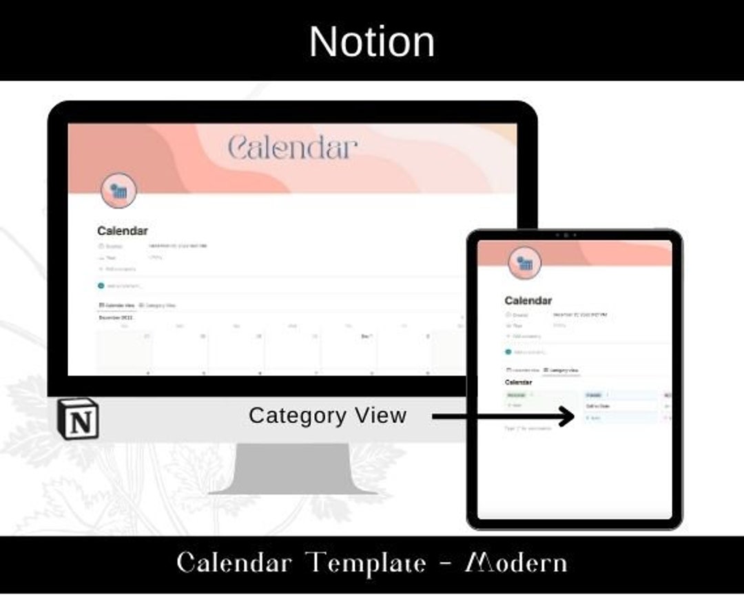 Notion Calendar Templates Allows for Category View, Modern Notion ...