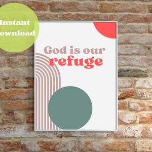 Printable Scripture Art, God is Our Refuge, Psalm 62 Poster, Instant ...