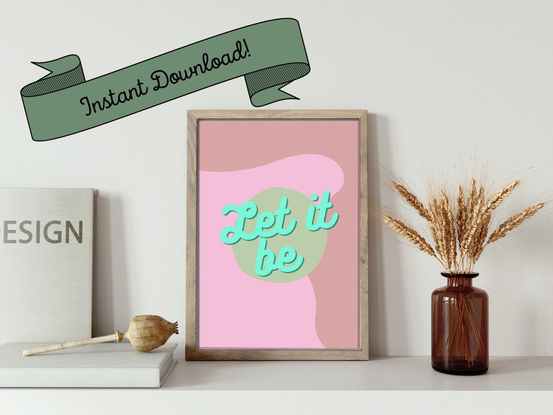 Let It Be Beatles Print: Retro Pink Home Decor (digital Download) - Etsy