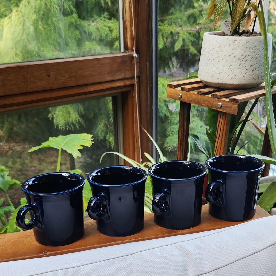 Vintage Fiestaware Mugs Set of 4 Cobalt Blue - Etsy