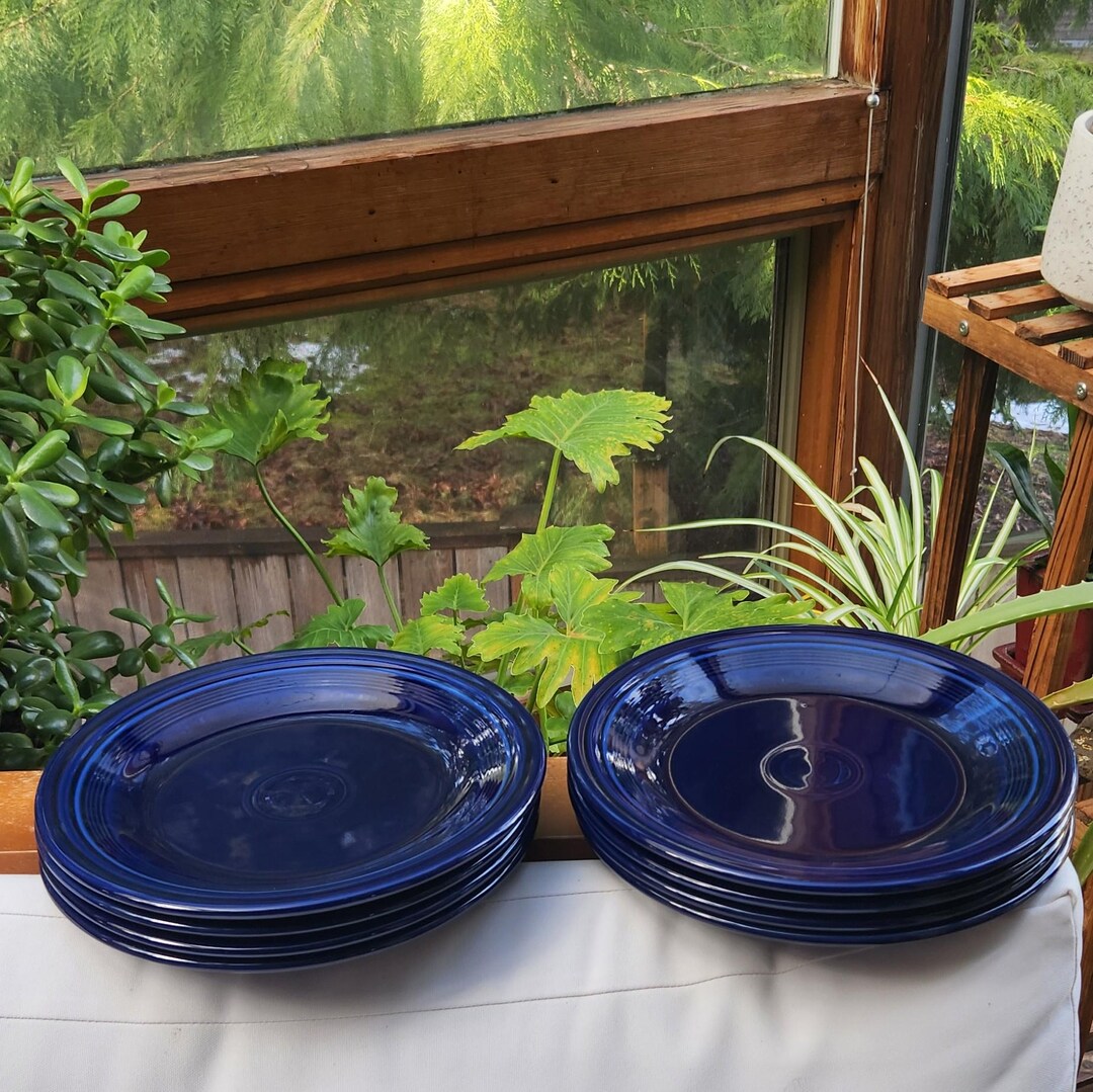 Vintage Fiestaware Dinner Plates Set of 8 Cobalt Blue - Etsy