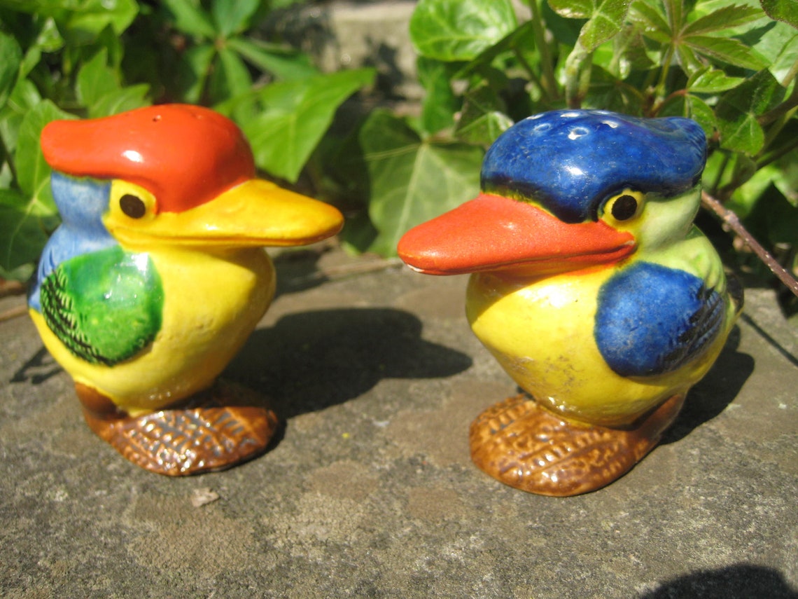 Vintage Collectible Japanese Ceramic Mandarin Duck Caricature Salt and ...