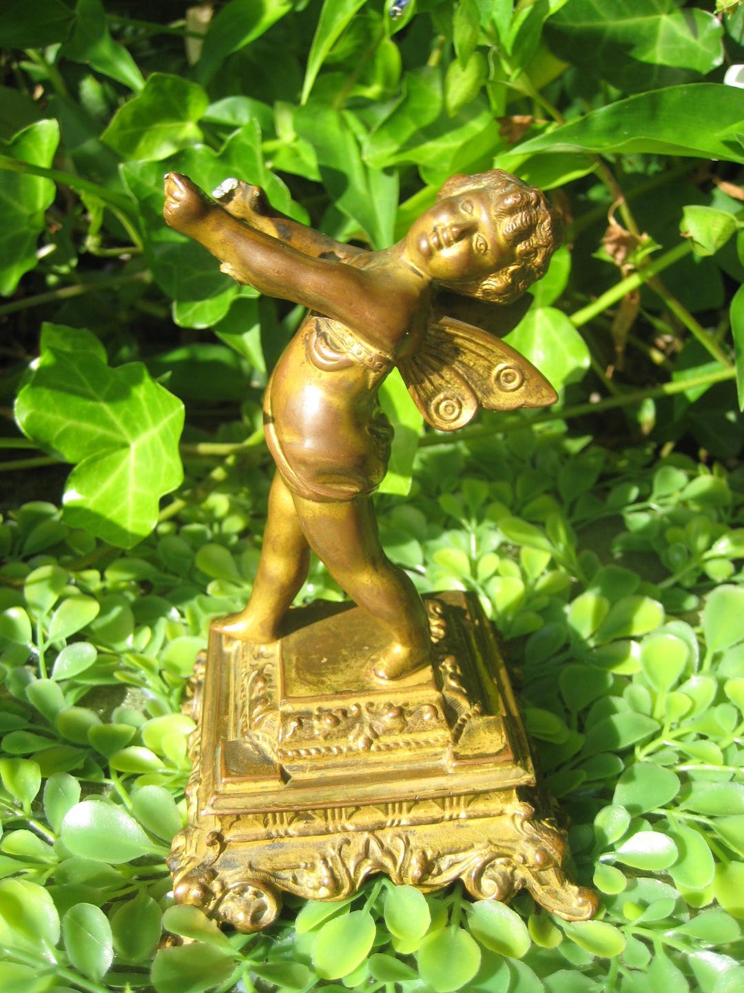Antique Turn-f-the-century Ornate Victorian Metal Cupid, Putti / Fairy ...