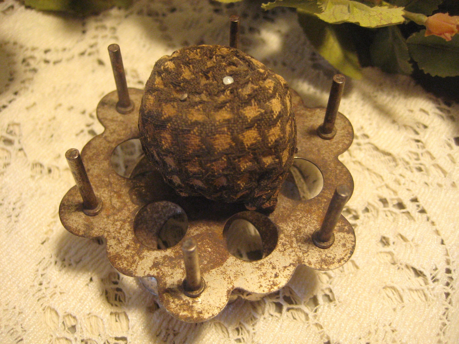 Antique Victorian Swivel Metal Thread Holder W/ Hand-sewn - Etsy