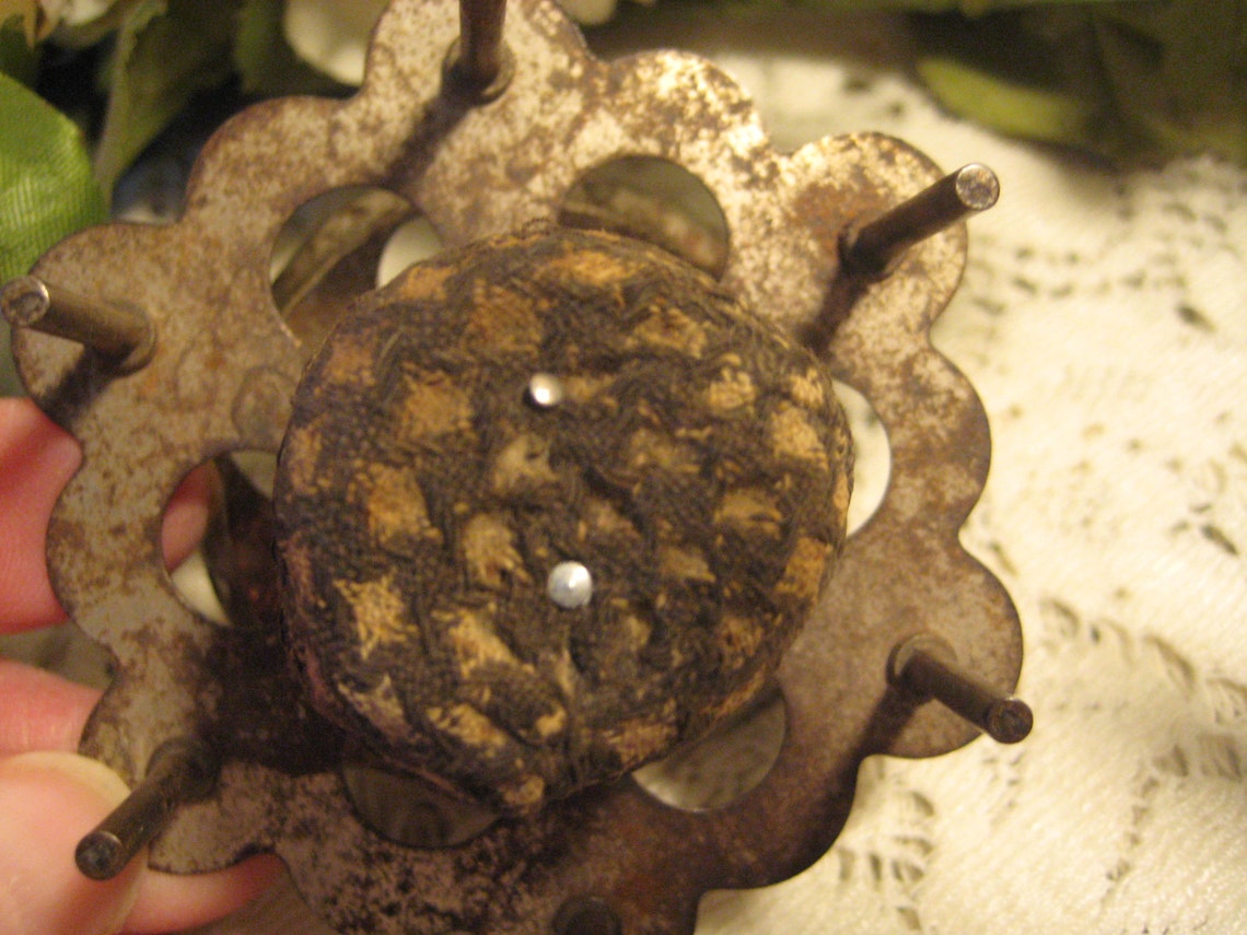 Antique Victorian Swivel Metal Thread Holder W/ Hand-sewn - Etsy