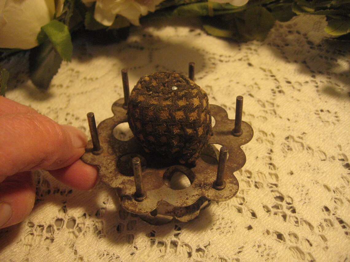 Antique Victorian Swivel Metal Thread Holder W/ Hand-sewn - Etsy
