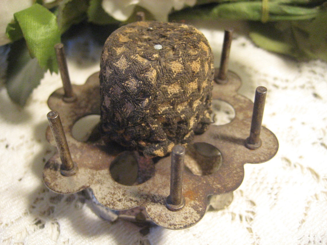 Antique Victorian Swivel Metal Thread Holder W/ Hand-sewn - Etsy