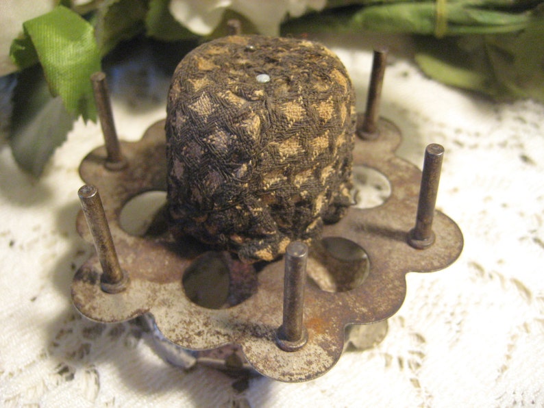 Antique Victorian Swivel Metal Thread Holder W/ Hand-sewn - Etsy