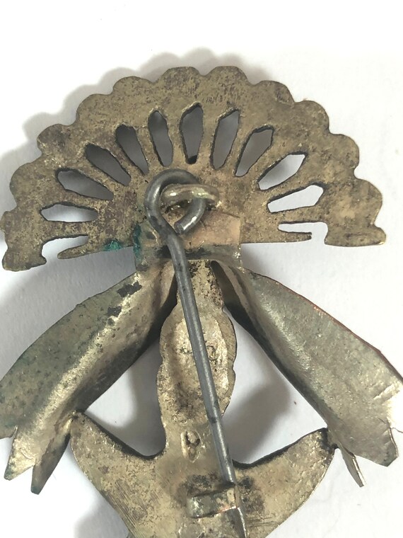 Rare Peruvian Peacock Pin, c1930s, Handmade, Primitiv… - Gem