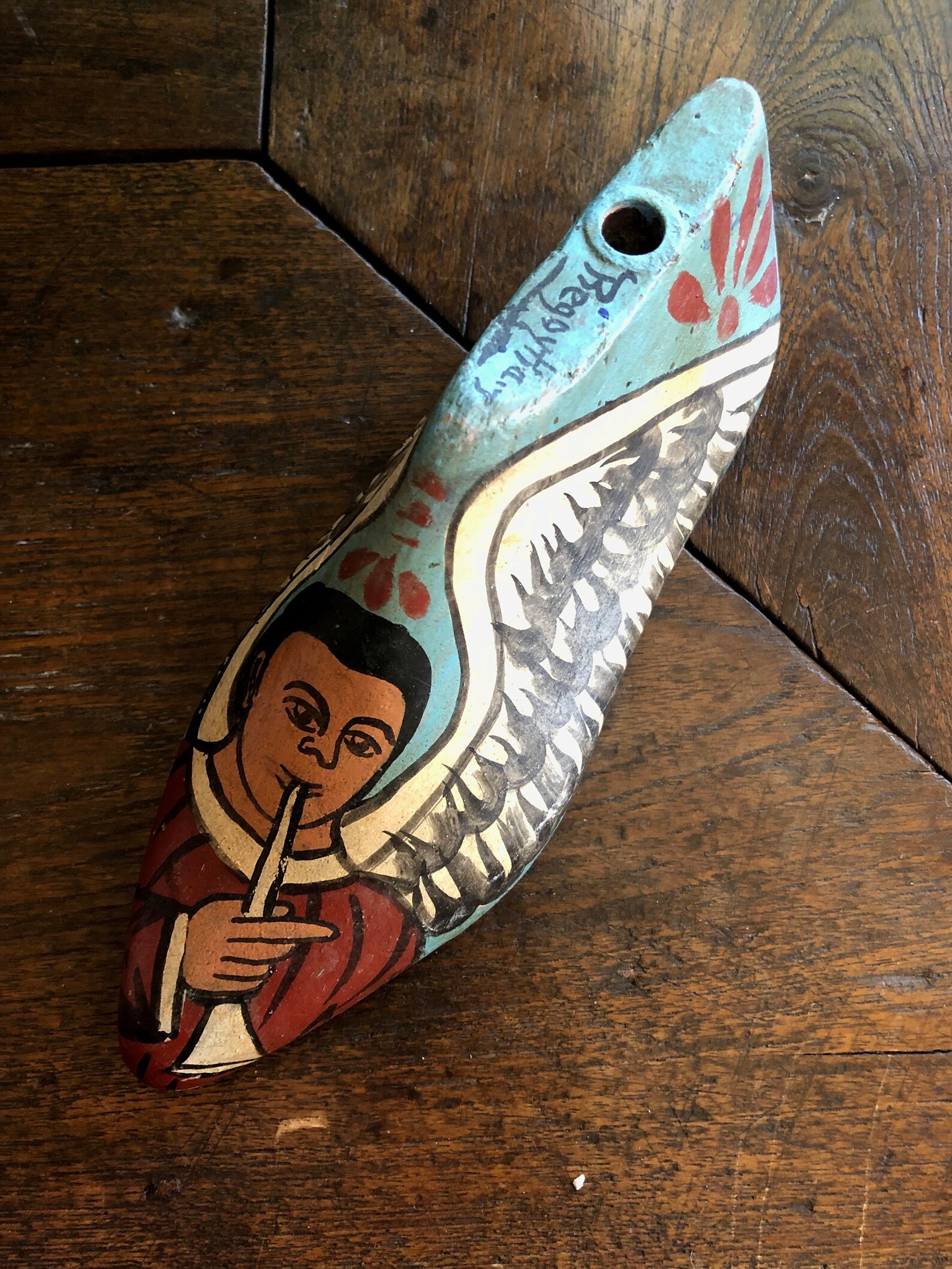 Vintage Wooden Shoe Form Angel With Wings, St. Gabriel, Folk Art, Hand ...