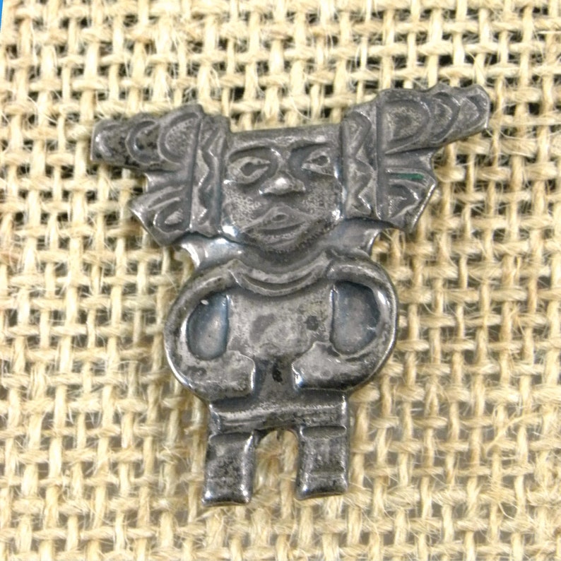 Vintage Silver Pin Aztec Mayan Figure Ethnic Unique - Etsy