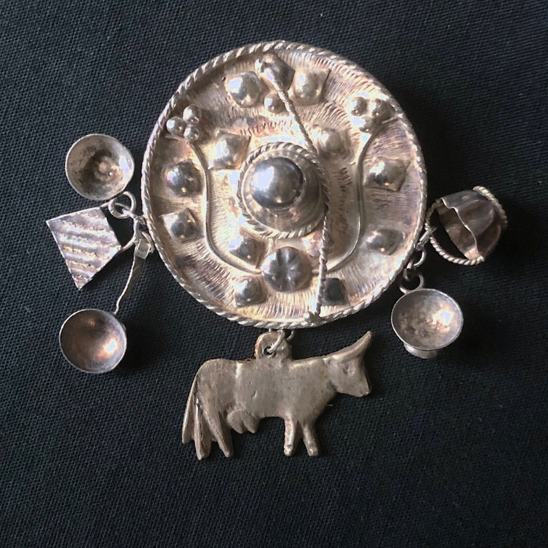 Vintage Silver Brooch Pin Mexican Food Cocina Sombrero - Etsy