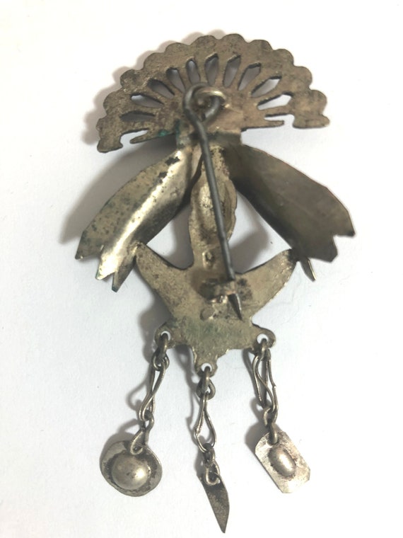 Rare Peruvian Peacock Pin, c1930s, Handmade, Primitiv… - Gem