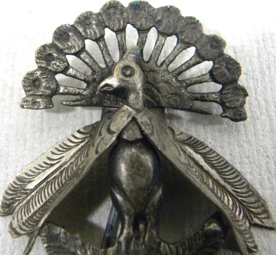 Rare Peruvian Peacock Pin, c1930s, Handmade, Primitiv… - Gem