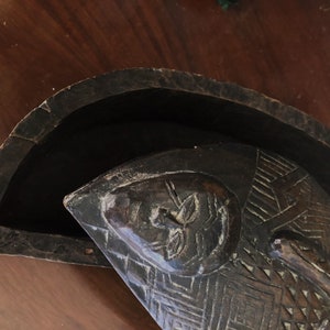 Vintage African Tribal Box Carved Wood Kuba Tukula Box Congo Box ...