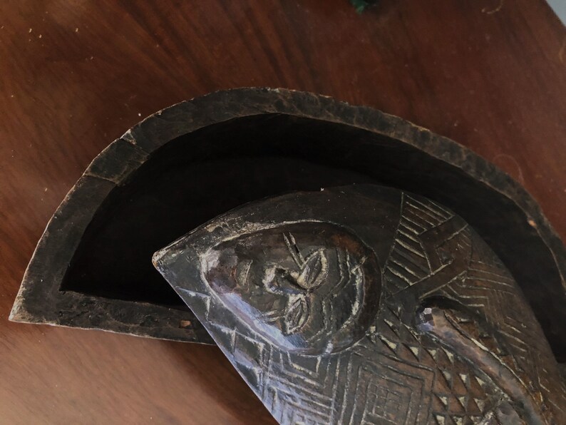 Vintage African Tribal Box Carved Wood Kuba Tukula Box Congo Box ...