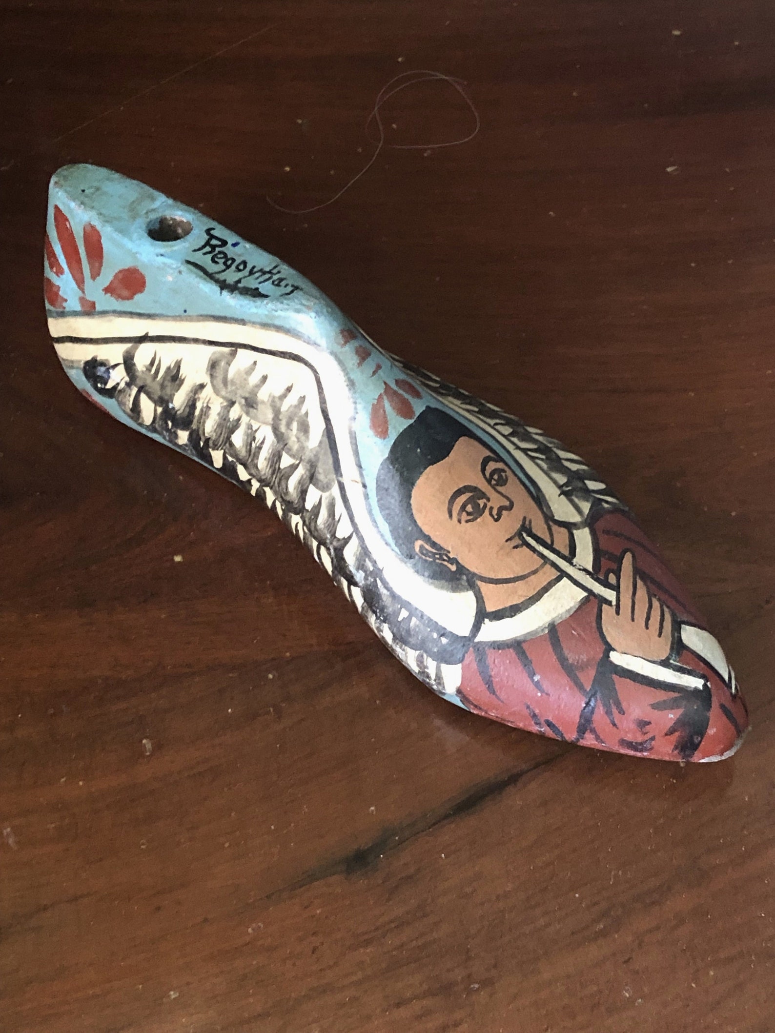 Vintage Wooden Shoe Form Angel With Wings, St. Gabriel, Folk Art, Hand ...